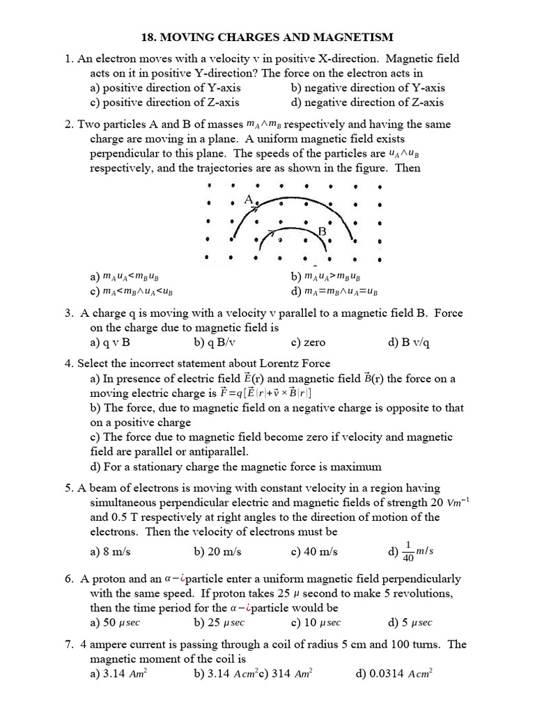Moving Charges and Magnetism | PDF | Magnetic Field | Electron