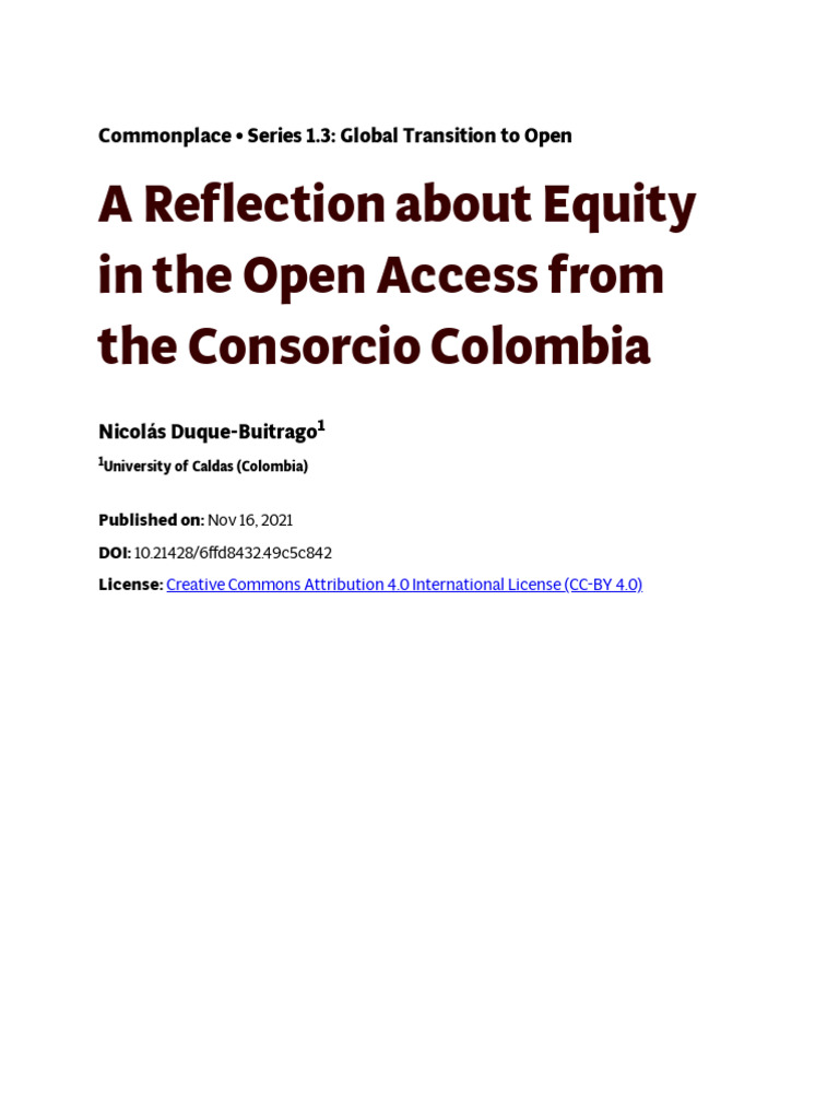 A Reflection About Equity in The Open Access | PDF | Open Access ...