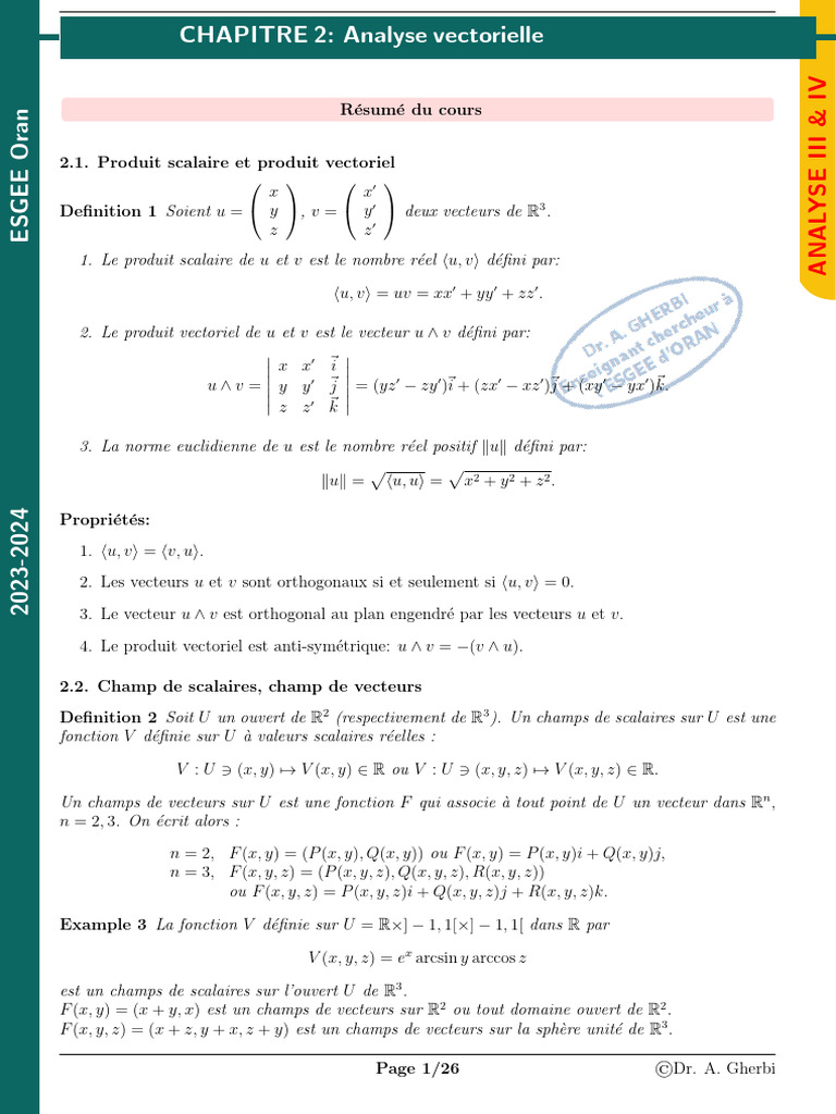 Produit vectoriel et champs de vecteurs | PDF | Pente | Fonction de ...