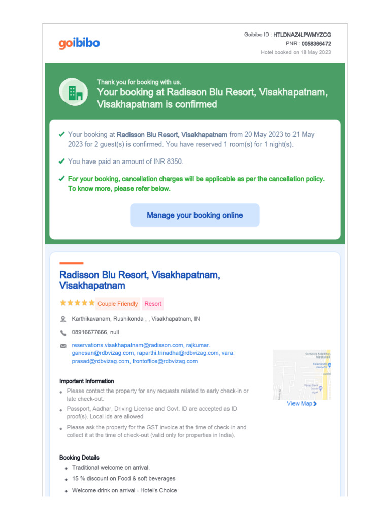 Booking Confirmation Voucher-4 | PDF | Fee | Resort