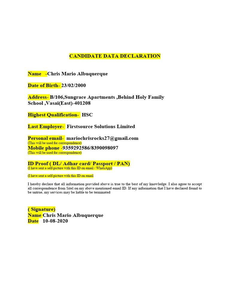 Sitel Joining Forms - NEW | PDF | Employment | Business