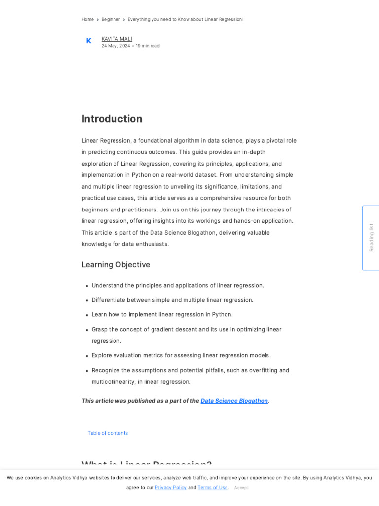 Everything You Need To Know About Linear Regression | PDF | Errors And Residuals | Linear Regression