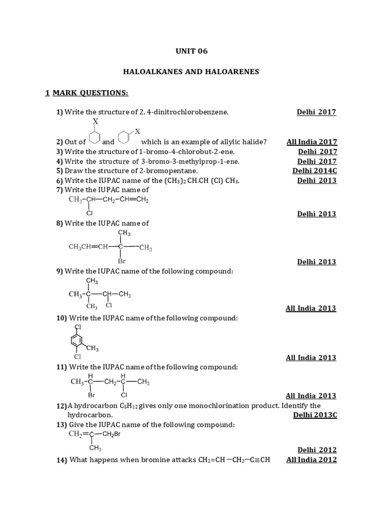 UNIT 06 Haloalkane and Haloarenes | PDF | Methyl Group | Chlorine