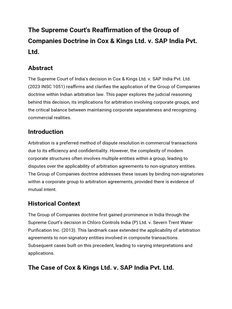 Cox & Kings Ltd. v. SAP India Pvt. Ltd. | PDF | Arbitration | Supreme ...