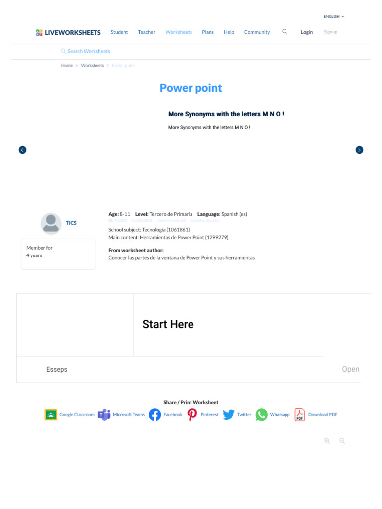 Power Point Online Exercise | Live Worksheets | PDF | Cyberspace | Web 2.0