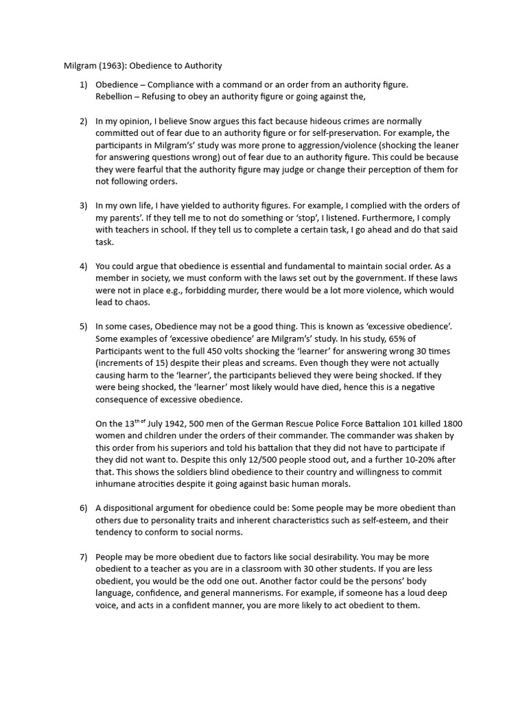 Milgram | PDF | Obedience (Human Behavior) | Experiment