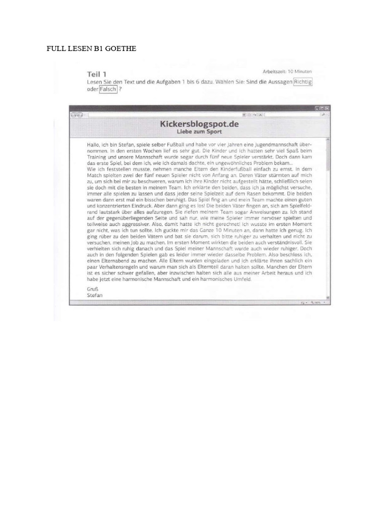 Full Lesen B1 Goethe | PDF