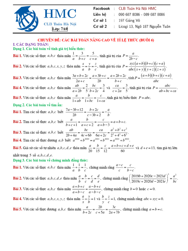 Buoi 13 Chuyen de Day Ti So Bang Nhau Buoi 6 | PDF