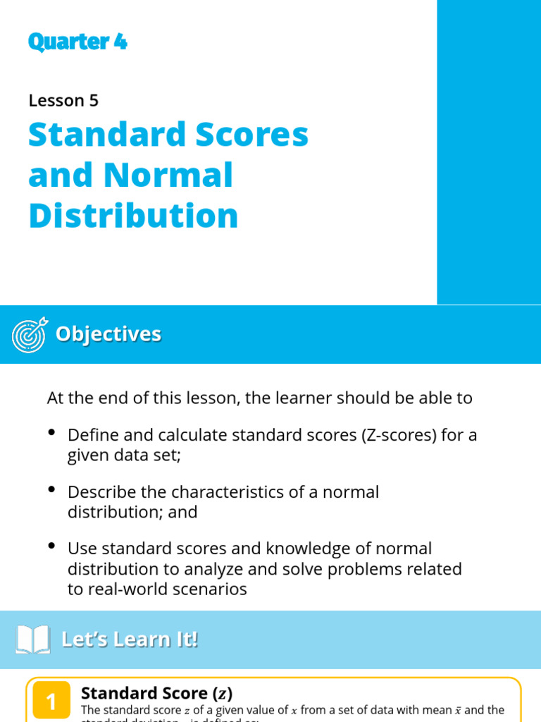 Lesson 5. Standard Scores and Normal Distribution | PDF | Statistical ...