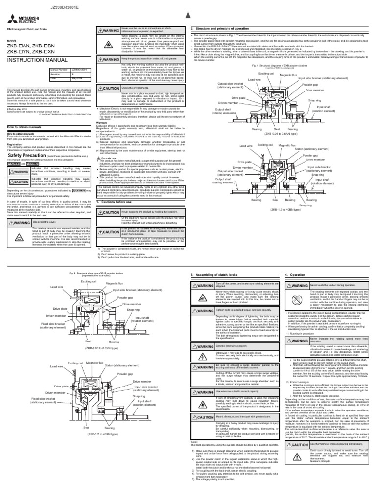 Instruction Manual: ZKB - An, ZKB - BN ZKB - Yn, ZKB - XN | PDF | Clutch | Manual Transmission