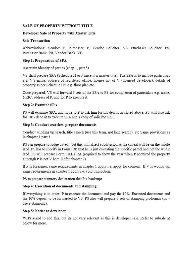 Property Sale Process Without Title | PDF | Loans | Assignment (Law)