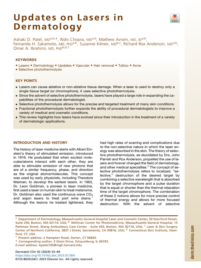 Updates On Lasers in Dermatology | PDF | Scar | Laser