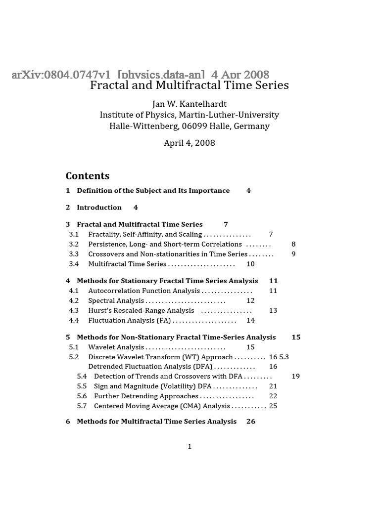 Fractal and Multifractal Time Series.docs | PDF | Time Series | Power Law