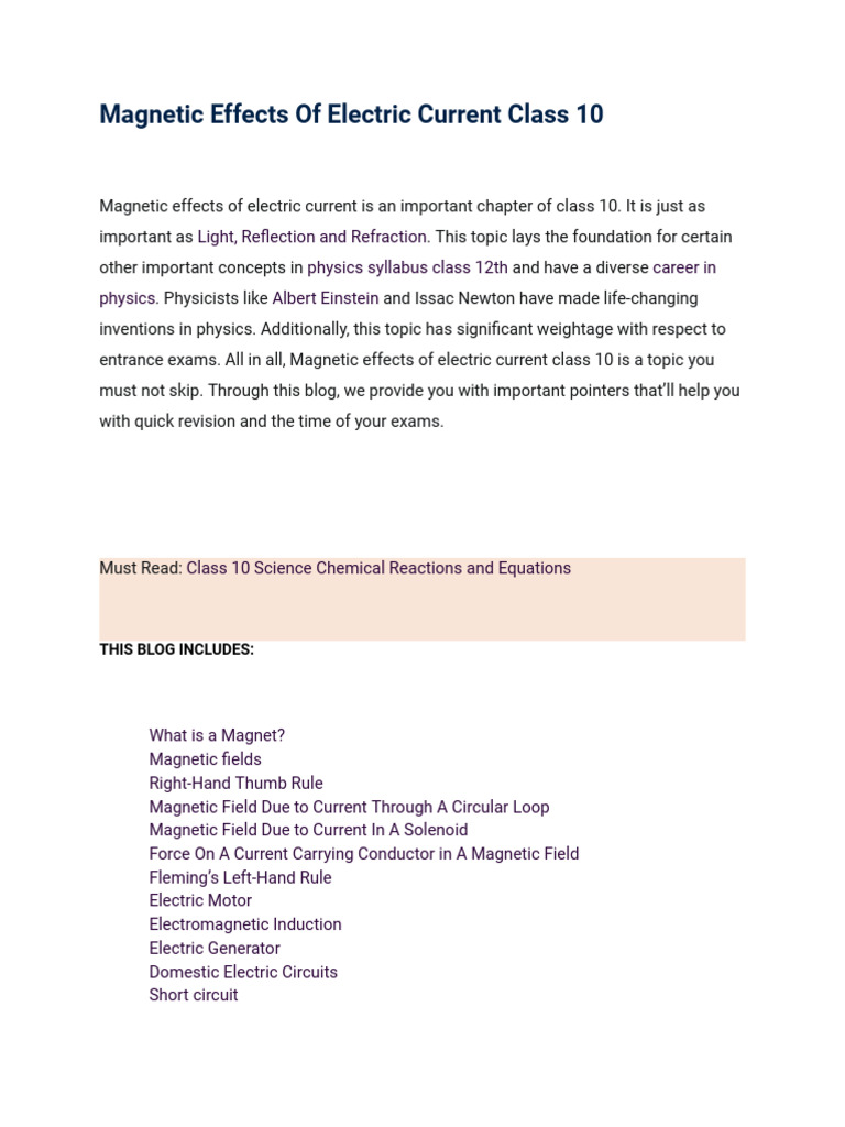 physics project class 10 magnetic effect of electric current class ...