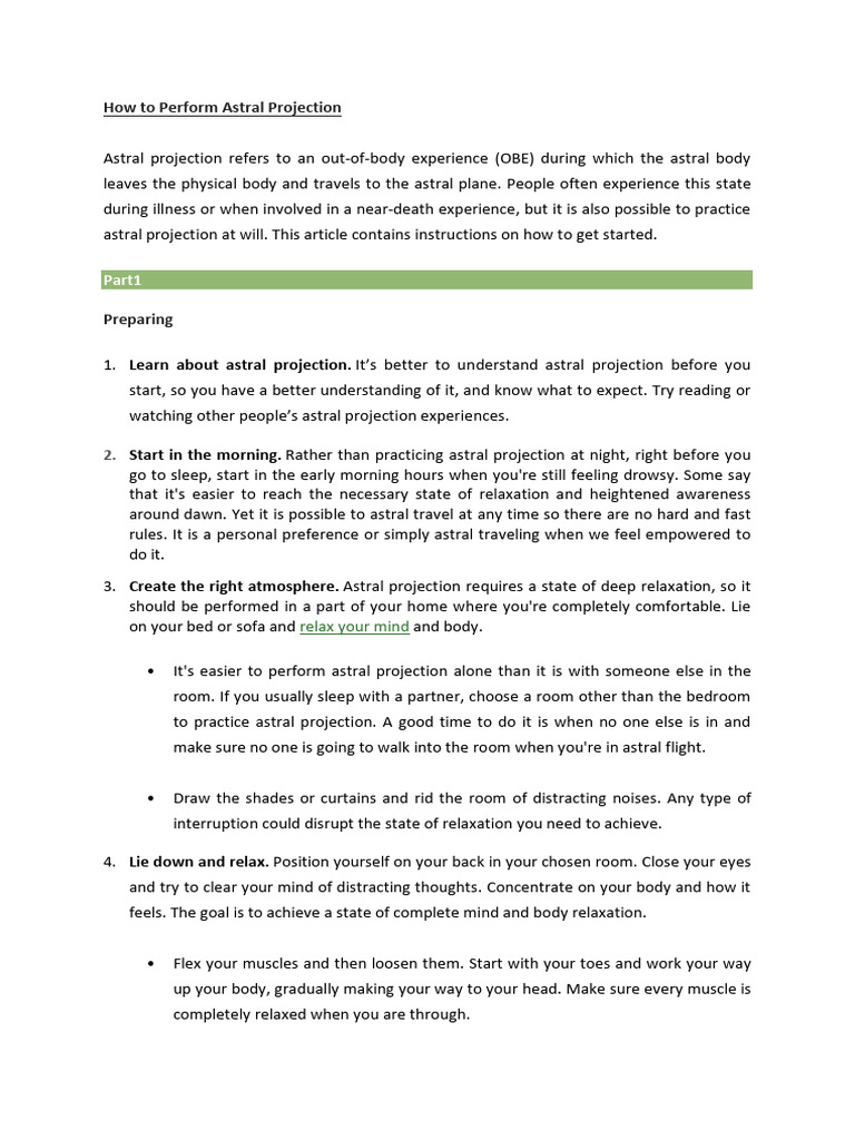 How To Perform Astral Projection | PDF | Astral Projection | Experience