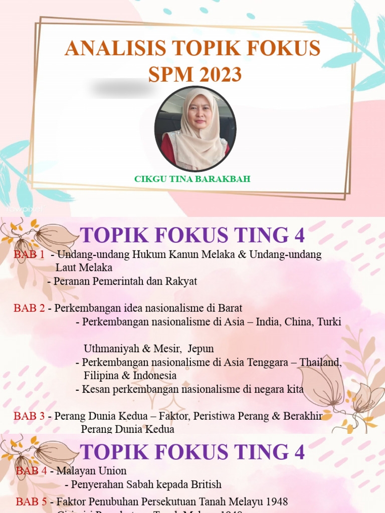 2023 Topik Fokus Sejarah SPM Terkini | PDF