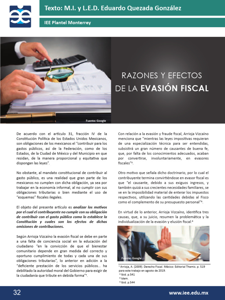 Razones y efectos de la evasion fiscal | PDF | Finanzas del gobierno ...