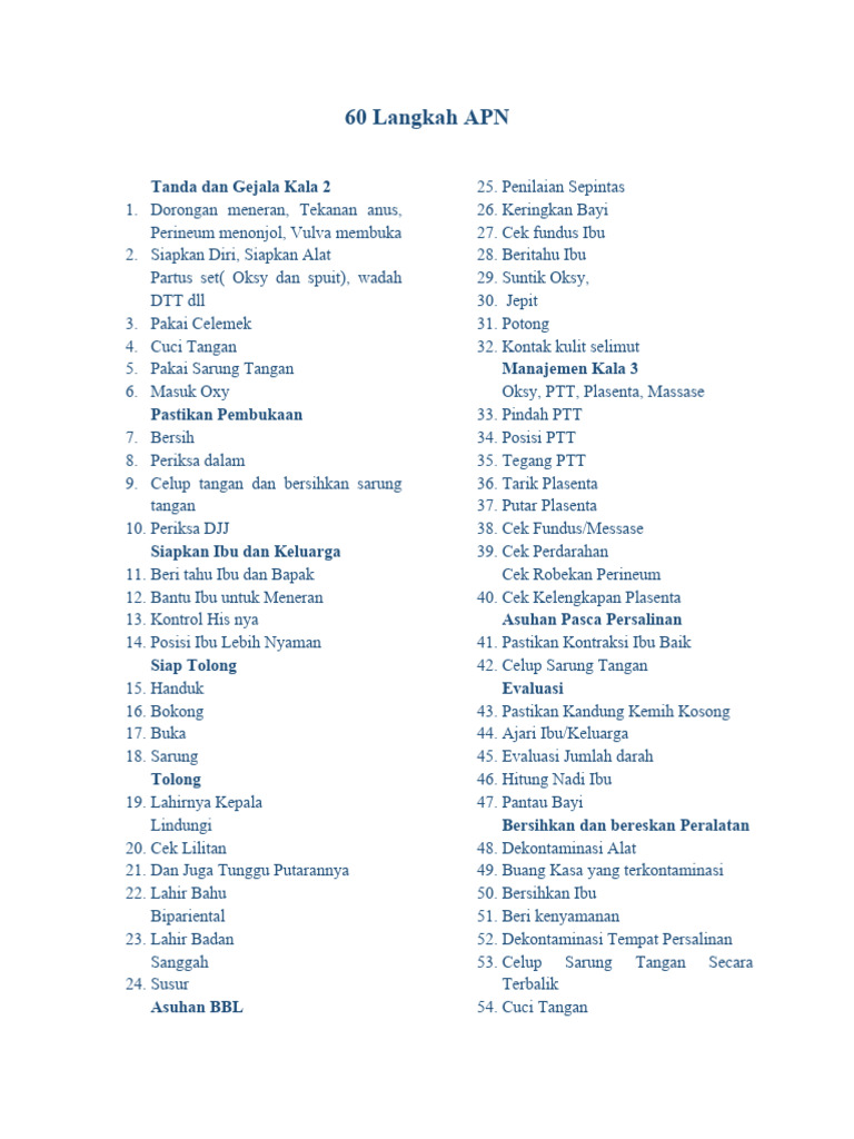 60 Langkah APN | PDF | Kesehatan Holistik | Sains & Matematika