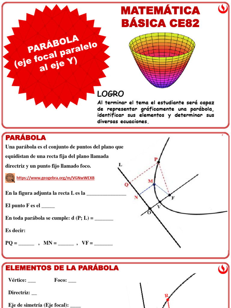 CE82 SEMANA 1 T4 PARABOLA (EJE FOCAL PARALELO A EJE Y).al | Descargar ...