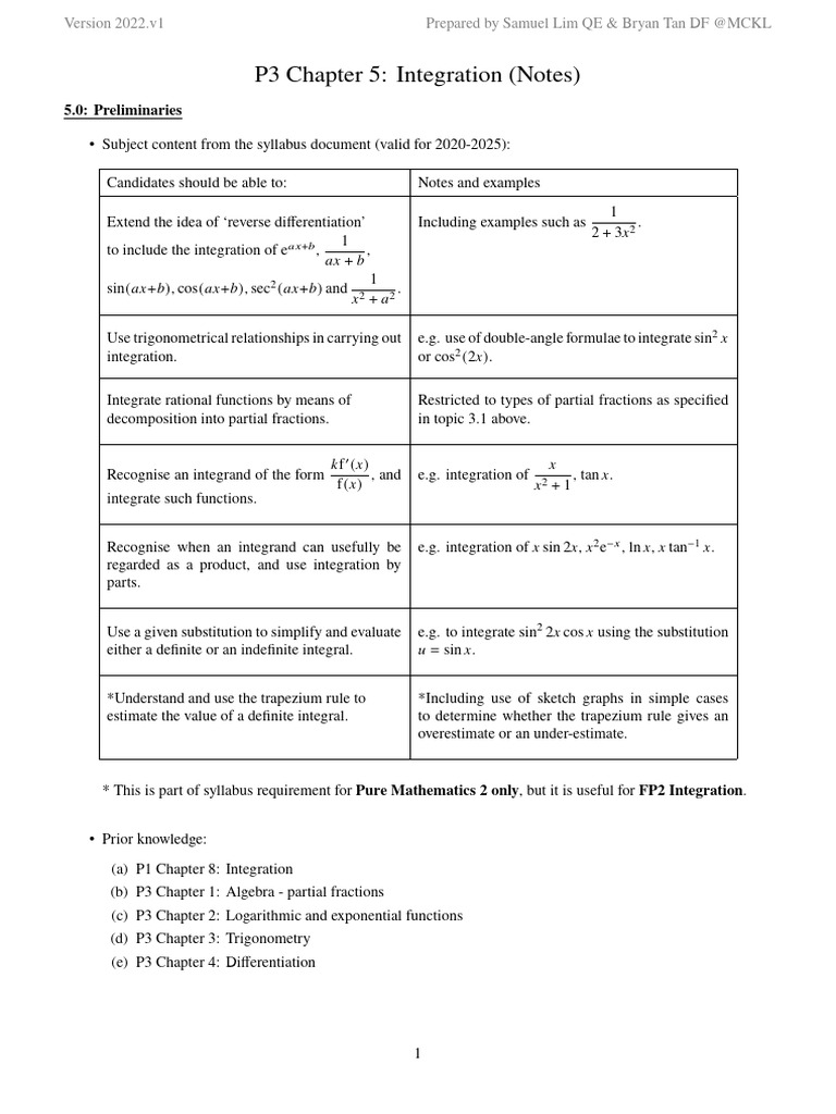 P3C5 Integration W Trapezium Rule (Notes) | PDF | Integral | Function ...