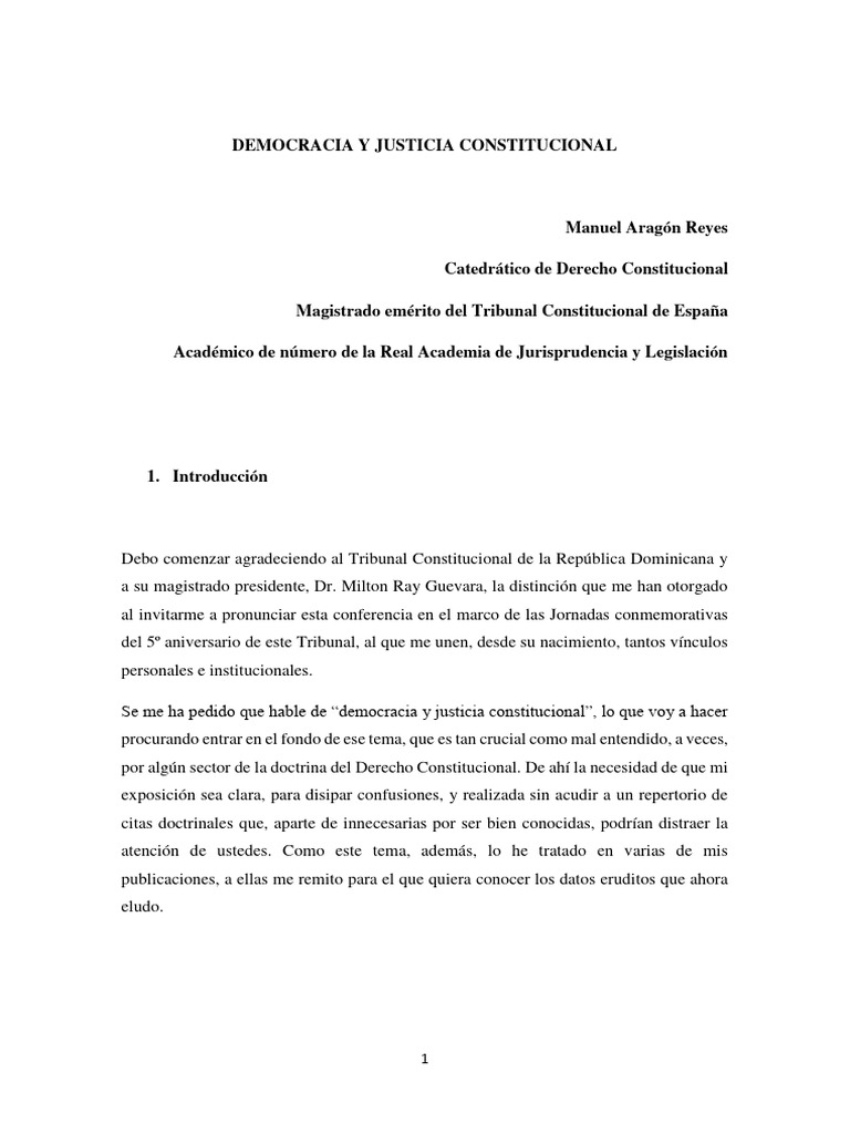 Democracia y Justicia Constitucional | PDF | Constitución | Democracia