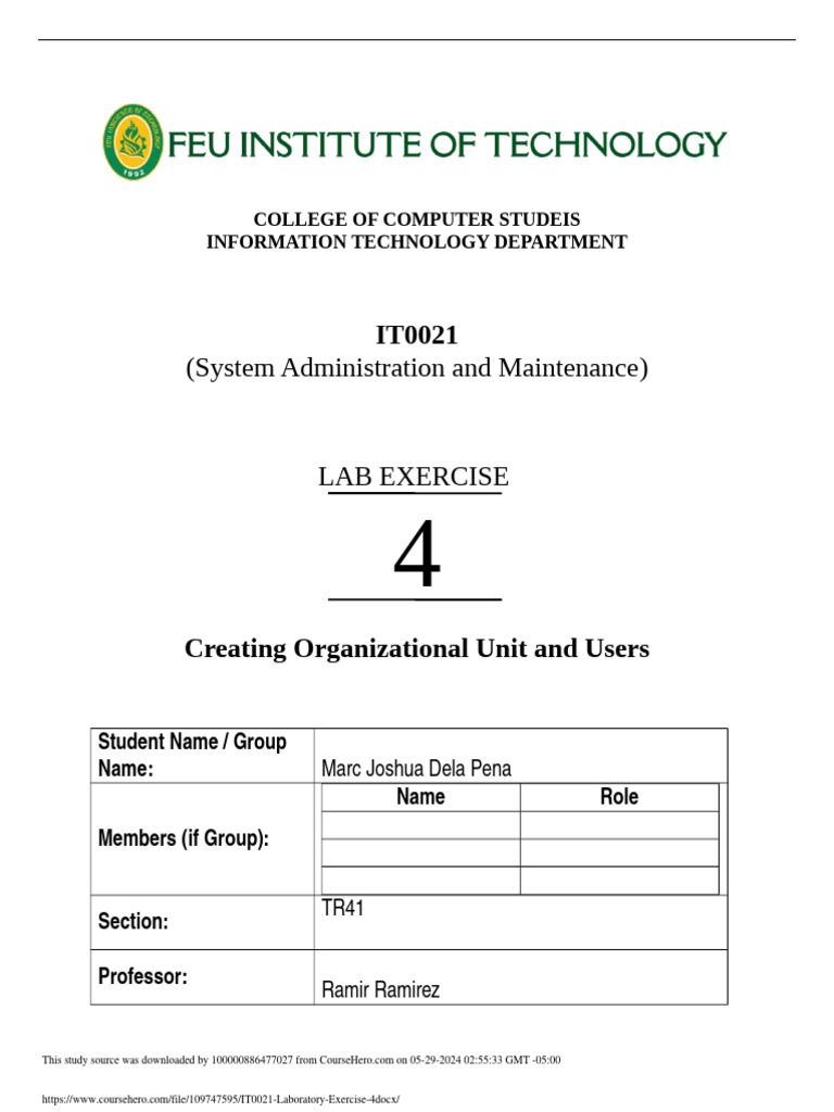 IT0021 Laboratory Exercise 4 | PDF | Active Directory | Computing