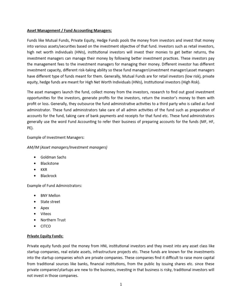 Overview of Fund Accounting Practices | PDF | Investment Fund ...