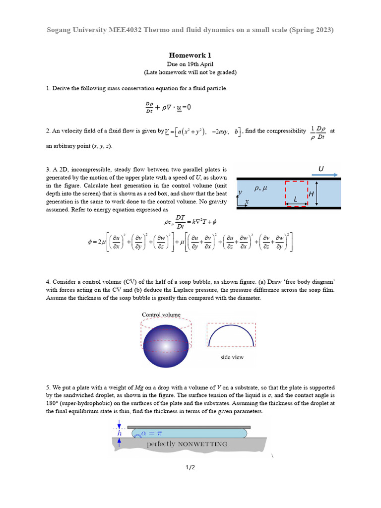 Homework 1 | PDF | Drop (Liquid) | Fluid Dynamics
