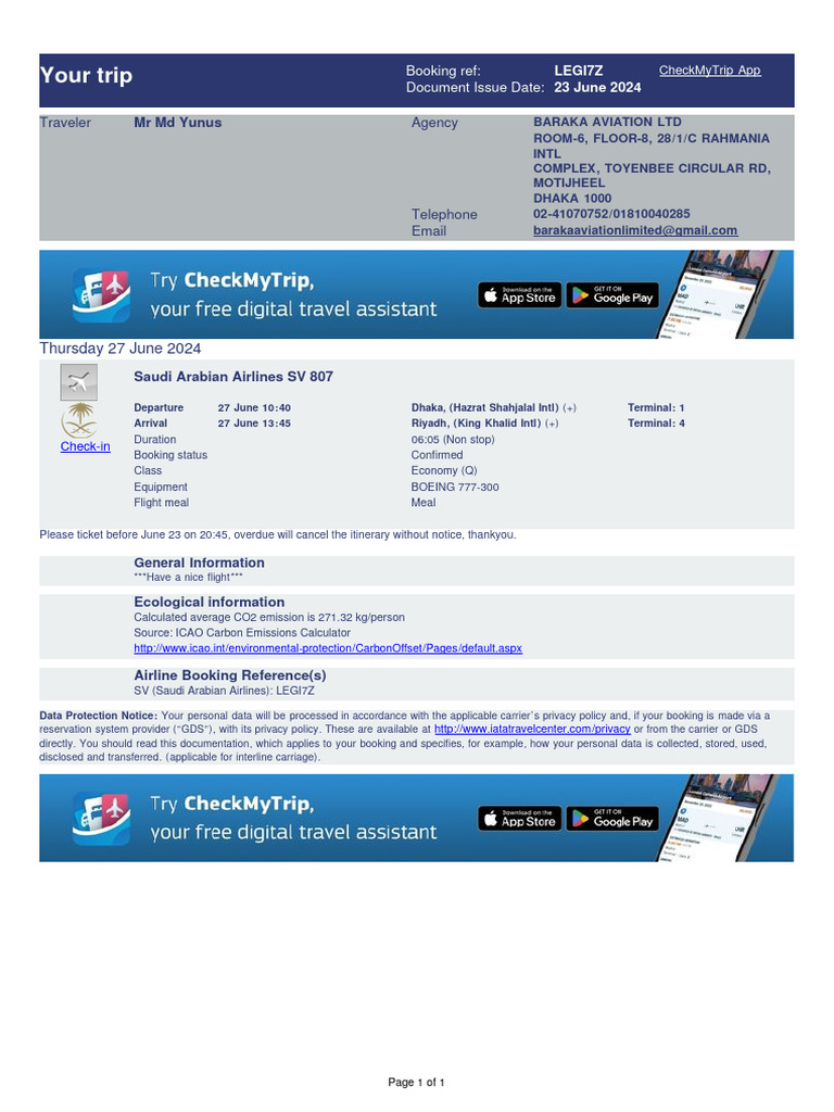 Itinerary | PDF | Civil Aviation | Aviation