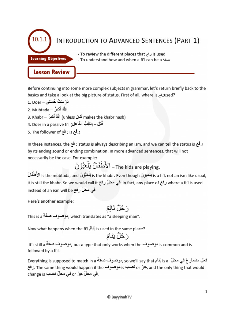 10.1.1 Introduction To Advanced Sentences Part 1 | PDF | Linguistics ...