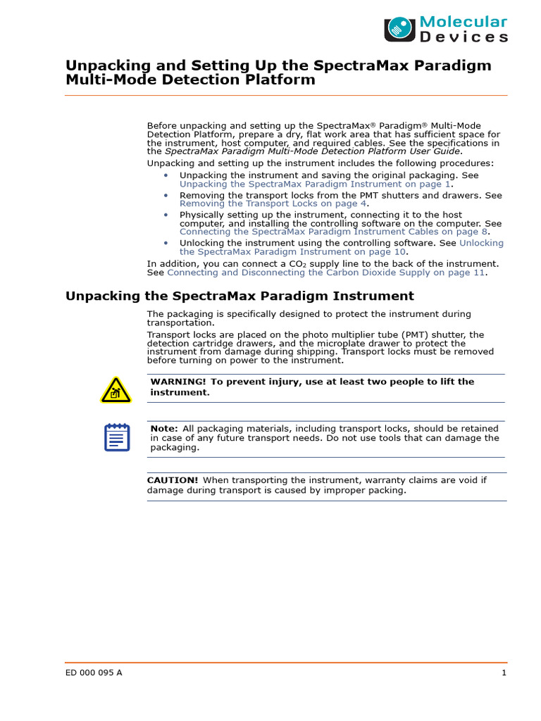Unpacking and Setting Up Spectramax Paradigm Detection Platform | PDF | Usb | License