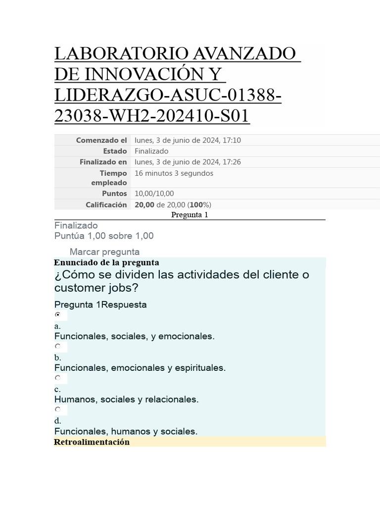 Laboratorio Avanzado de Innovación y Liderazgo Aut 02 | PDF