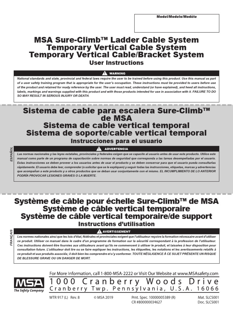 Sure-Climb Instruction Manual - EN MX-ES CA-FR | PDF | Tecnología