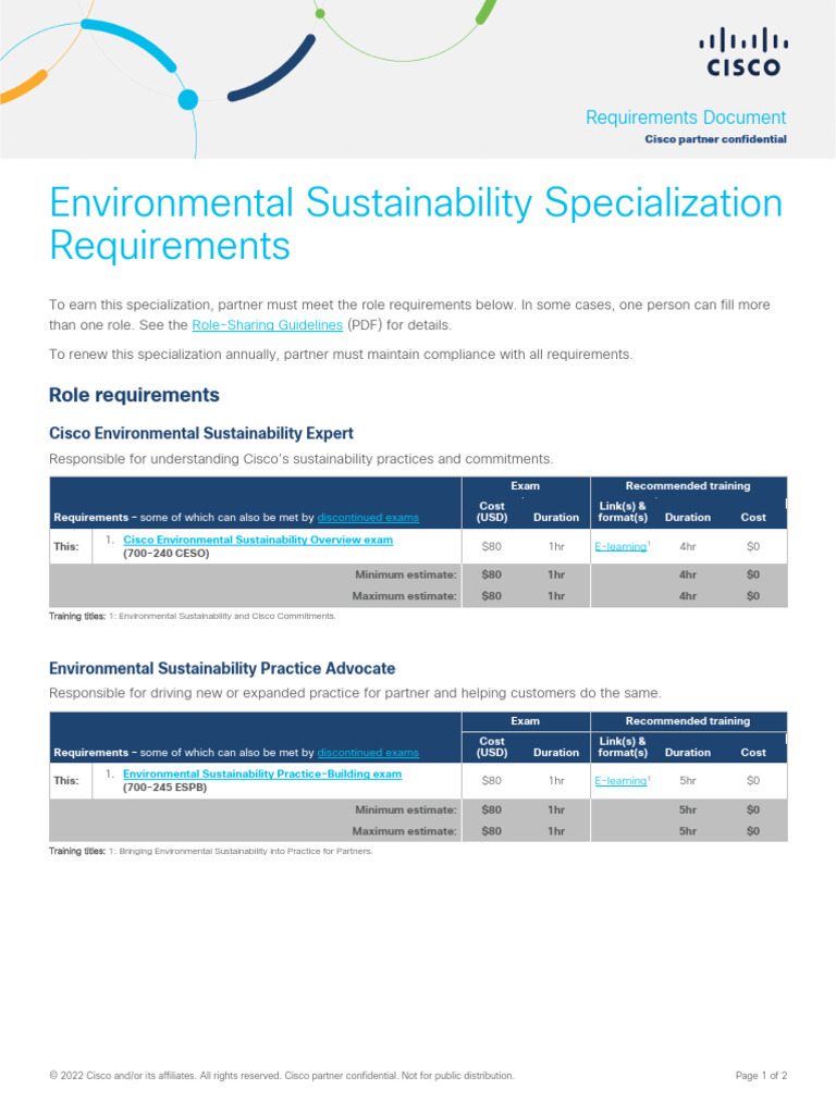Environmental Sustainability Specialization Requirements | PDF ...