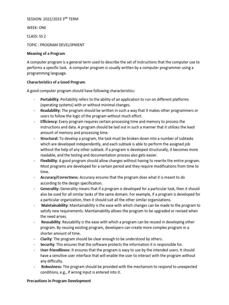 3rd Term Week 1 Computer Studies Pdf Computer Program Programming