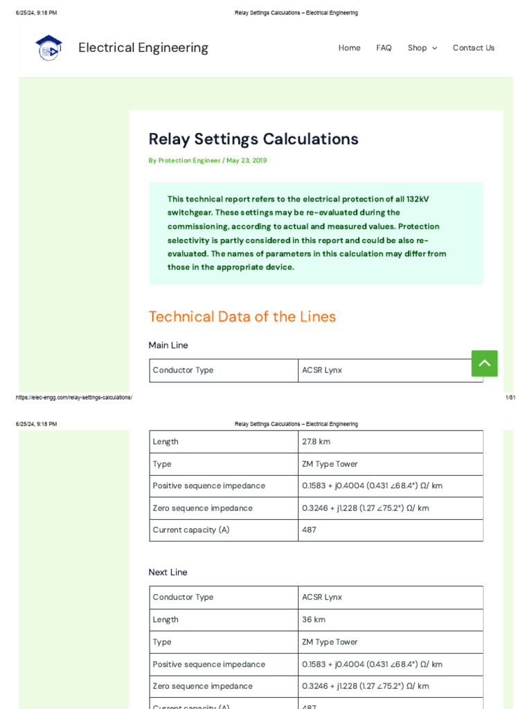 Relay Settings Calculations - Electrical Engineering | PDF | Transformer | Electronics