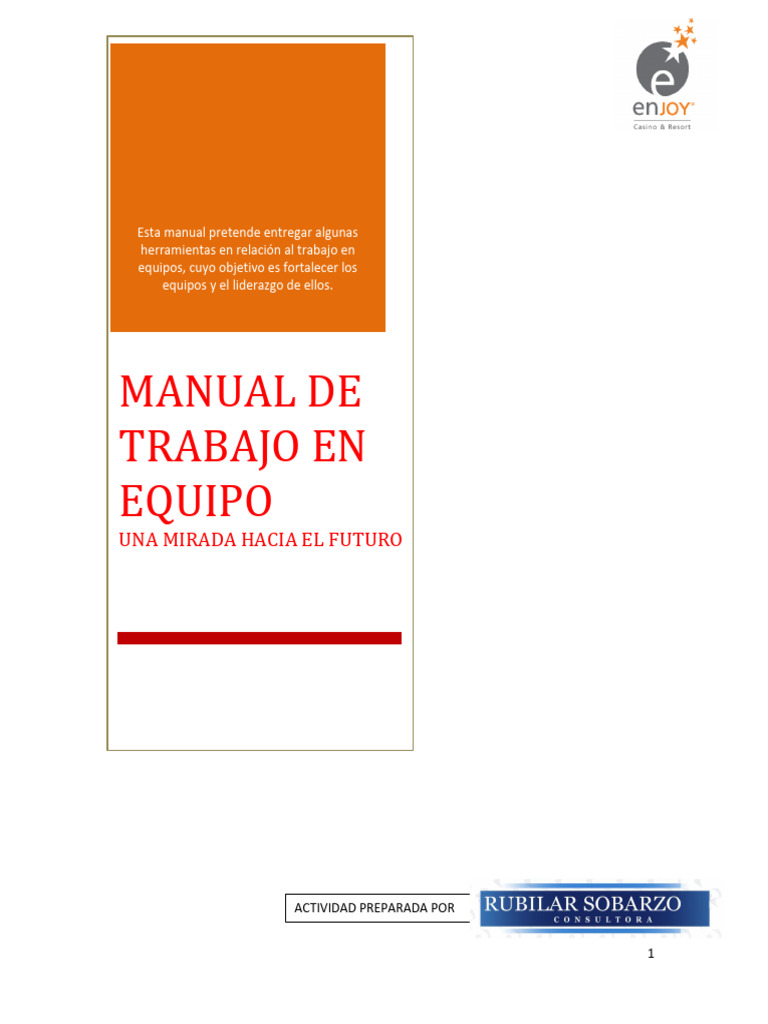 Manual Trabajo en Equipo Enjoy | PDF | Liderazgo | Comunicación