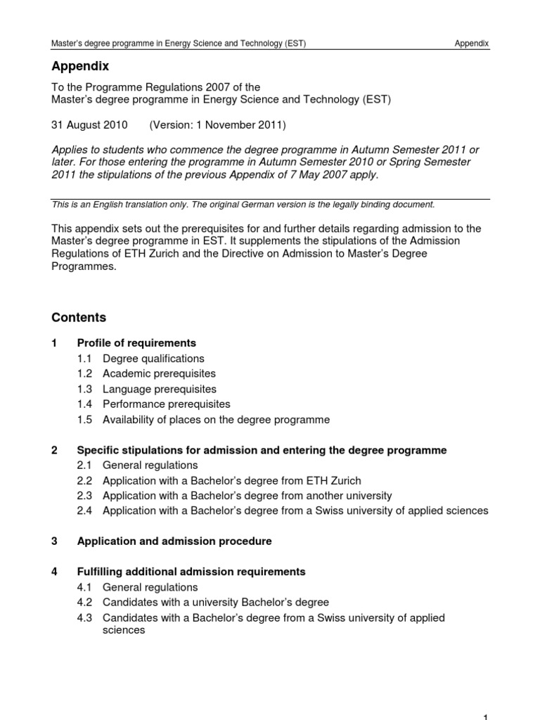 MSC EST Appendix | PDF | Academic Degree | University And College Admission