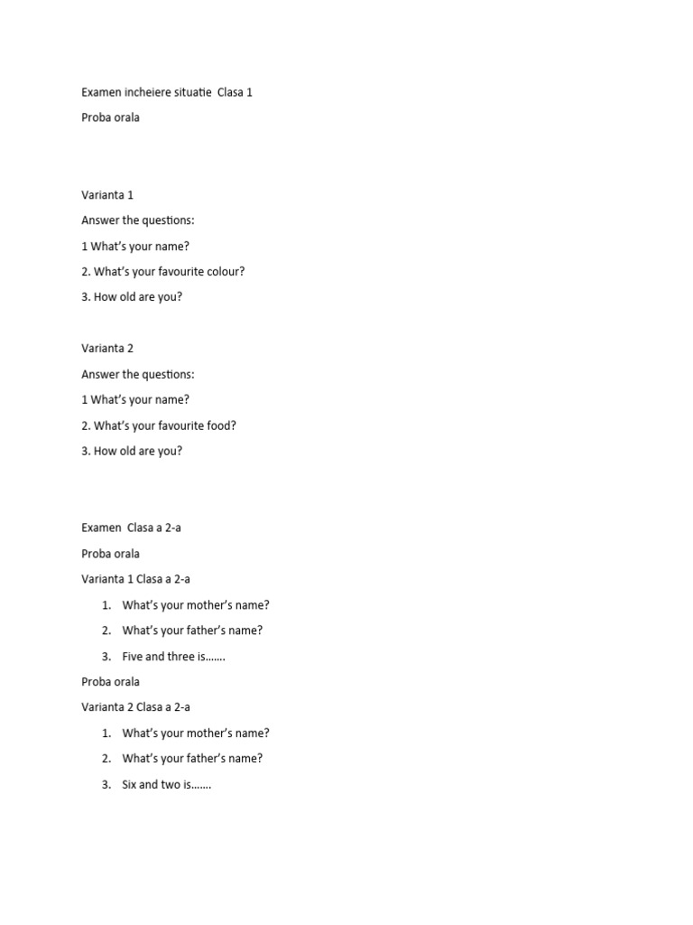 Examen de Incheiere Situatie ORAL | PDF | Self-Improvement | Wellness