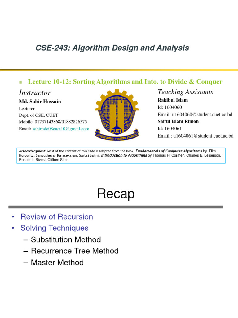 L1028102018sortings And Divide And Conquer Download Free Pdf Theoretical Computer 