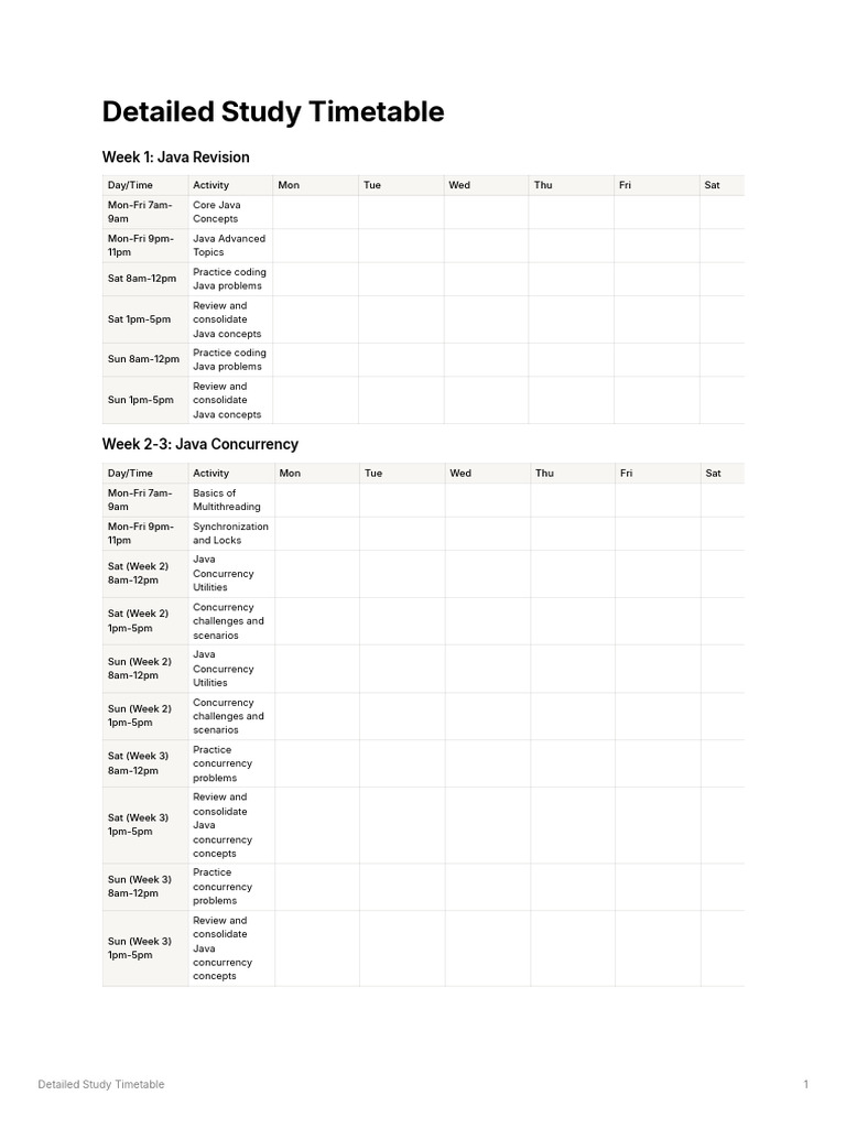 Java Revision Timetable Pdf Java Programming Language Computer Programming 