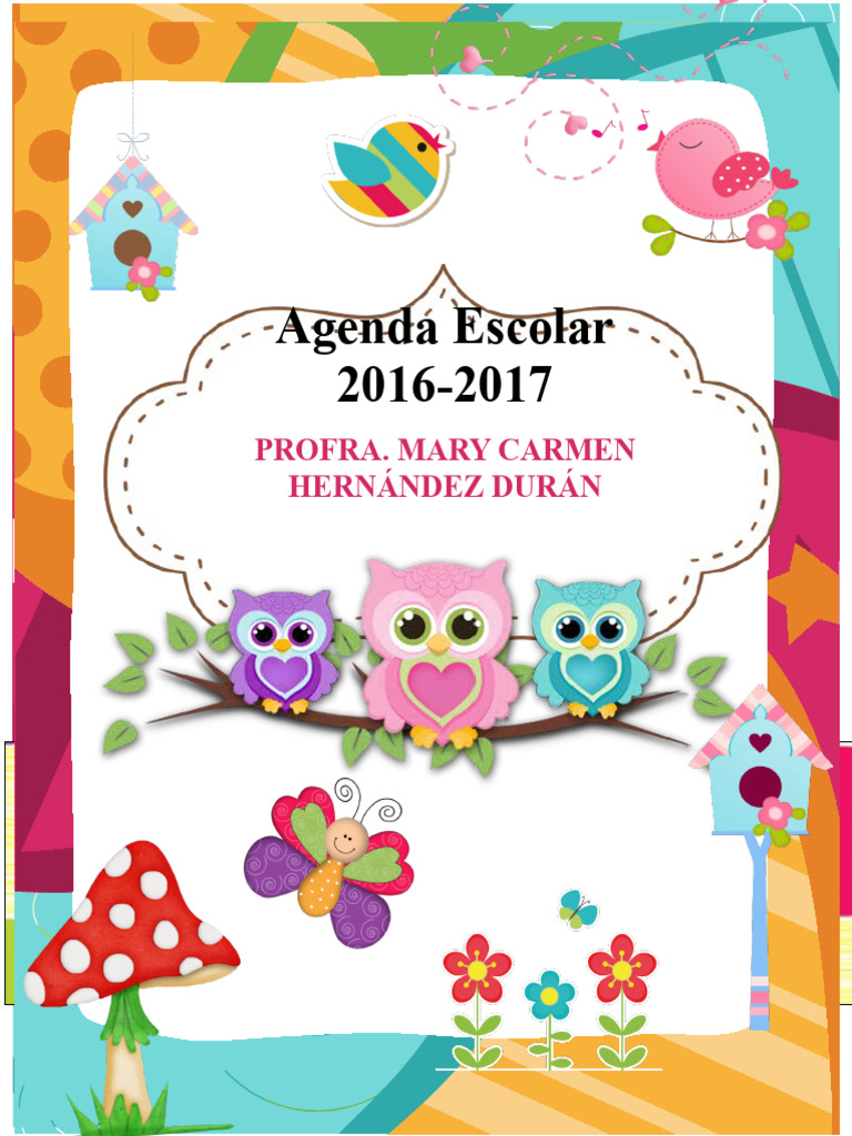 Agenda Curso 2015 2016. Motivo Búhos | PDF