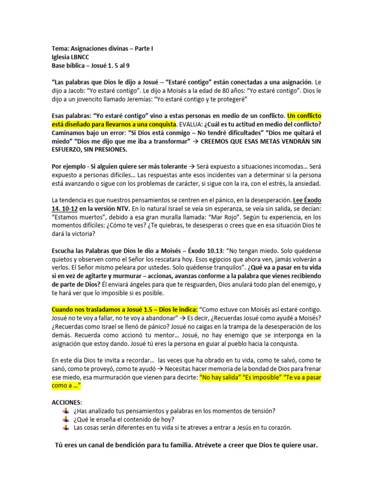 Asignacion Divina I | PDF | Moisés | Joshua