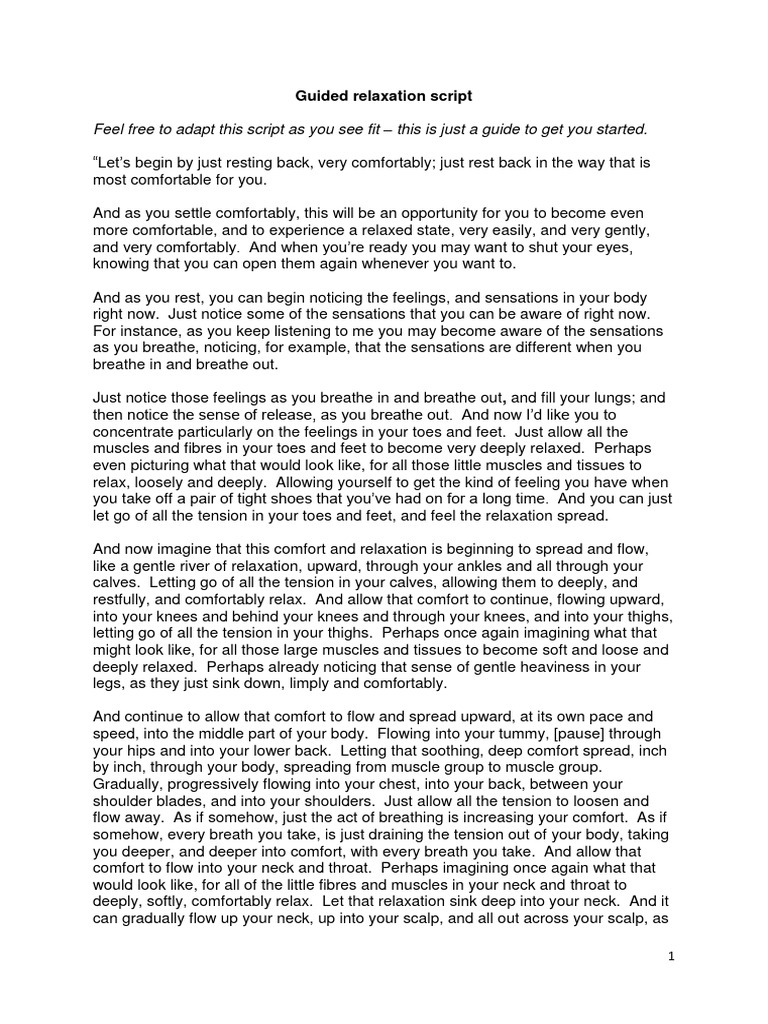 Guided-relaxation-script | Download Free PDF | Arm | Relaxation ...