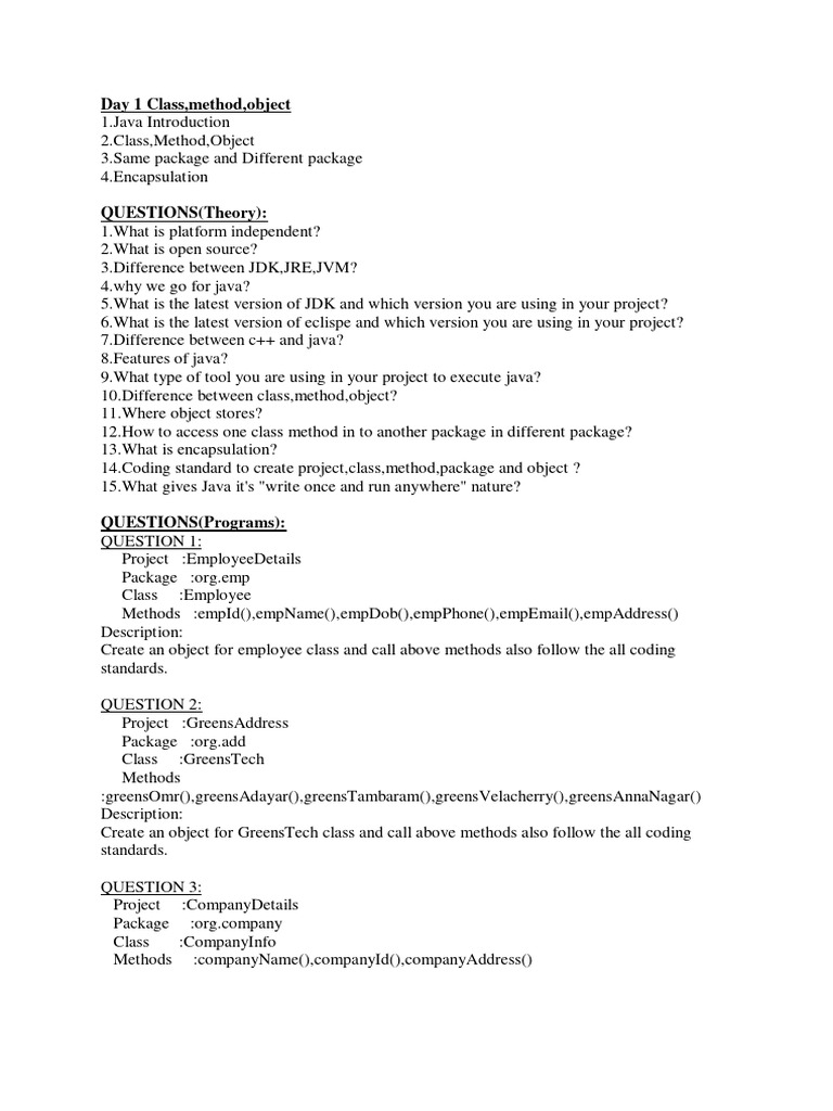 Java Daily Task Pdf Class Computer Programming Method Computer Programming