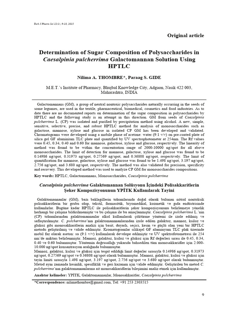 Determination of Sugar Composition - HPTLC | PDF | Detection Limit ...