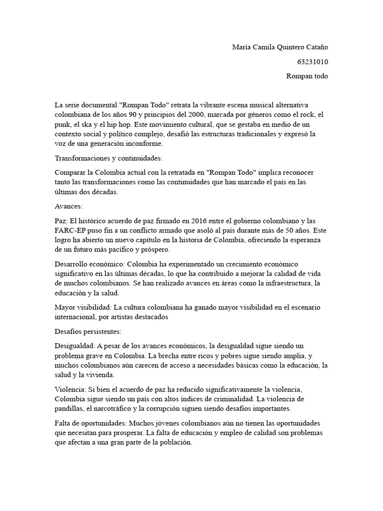 Rompan Todo | PDF | Colombia | Desigualdad social