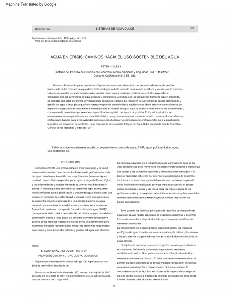 Water in Crisis | PDF | Agua | Sustentabilidad