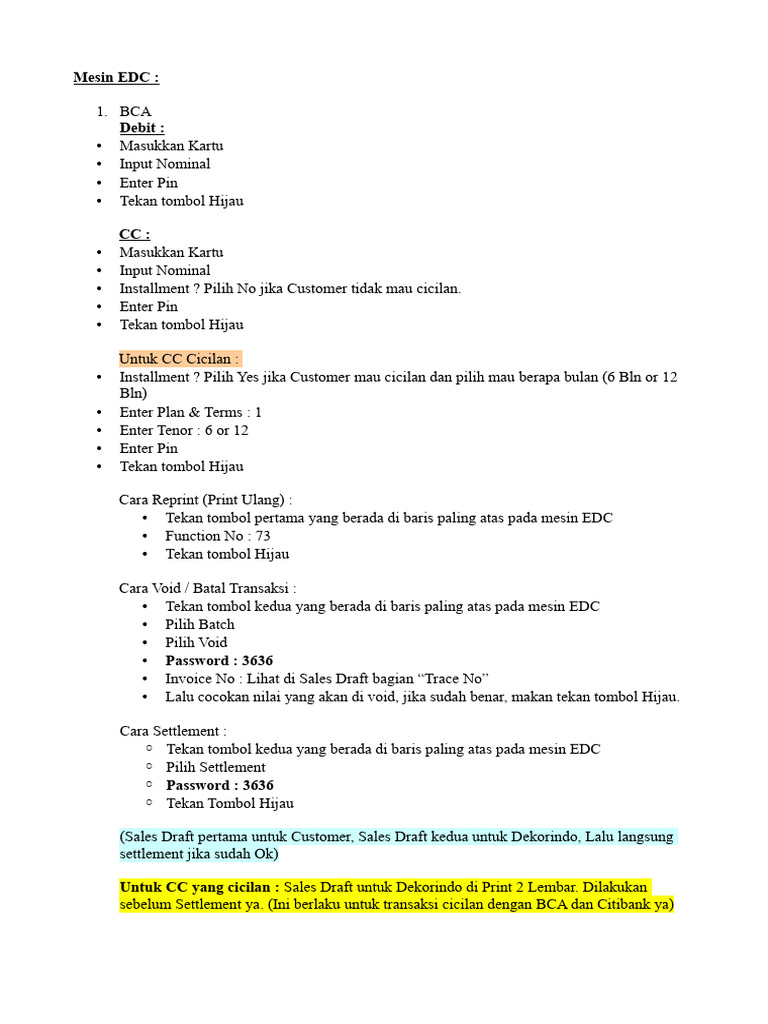 Mesin Edc | PDF | Bisnis | Hukum