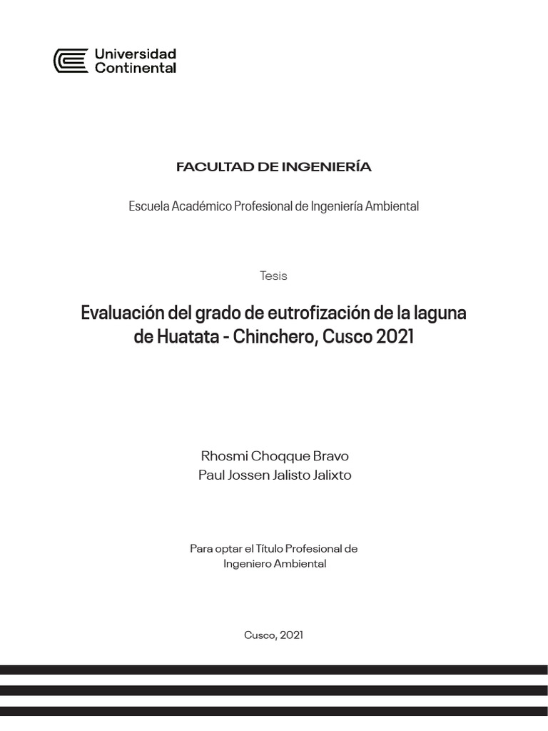 Eutrofización en Laguna Huatata, Cusco | PDF | Eutrofización | Agua